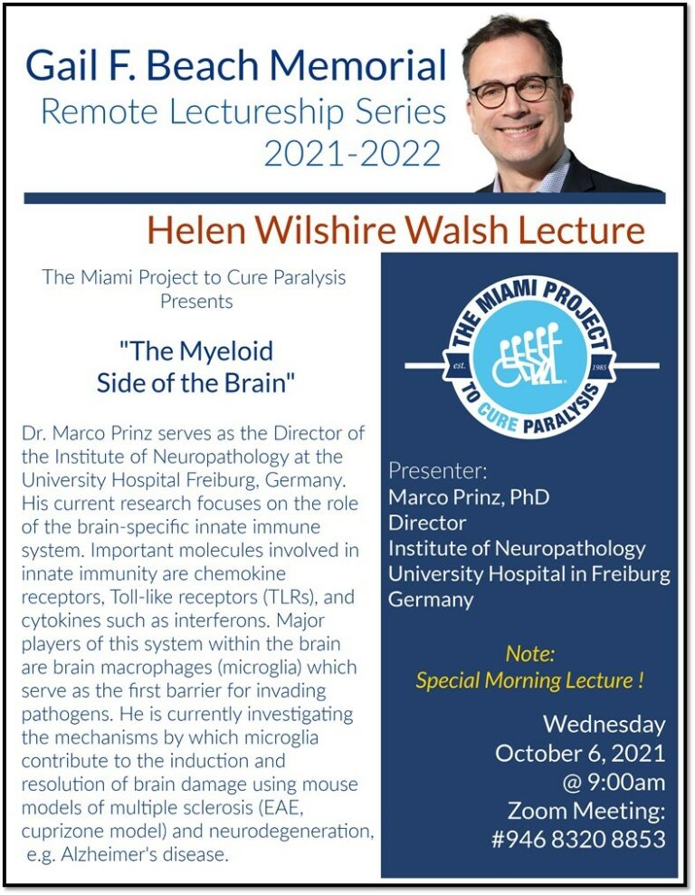 ZOOM: The Myeloid Side of the Brain - Marco Prinz, Ph.D. - The Miami ...